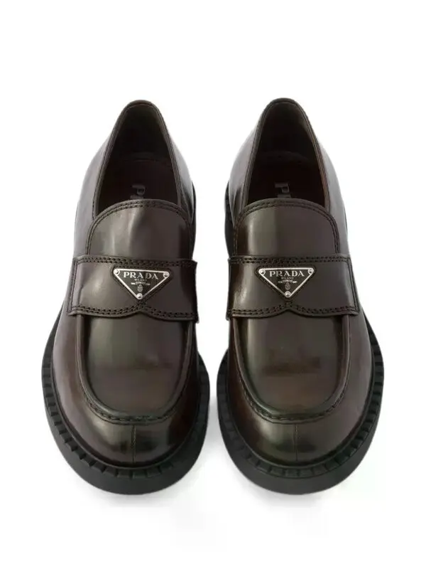 Prada Chocolate Aged Leather Loafers