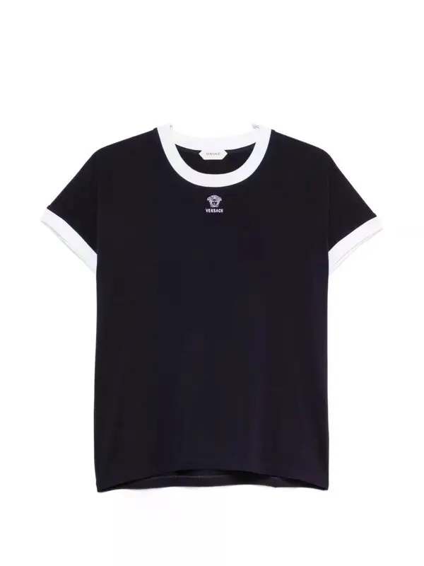 Versace Logo-embroidered Ringer T-shirt