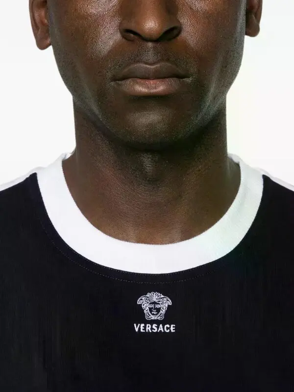 Versace Logo-embroidered Ringer T-shirt
