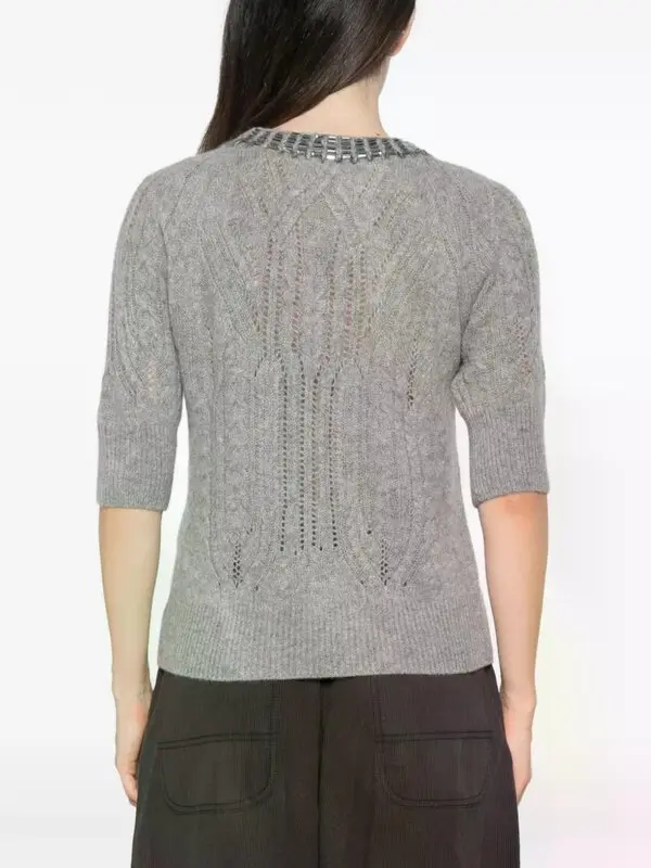 Ermanno Scervino Embellished Cable-knit Top