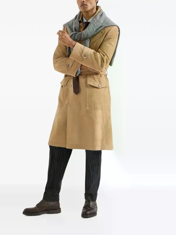 Brunello Cucinelli Virgin Wool And Cashmere Chalk Stripe Flannel Trousers With Pleat - Grey