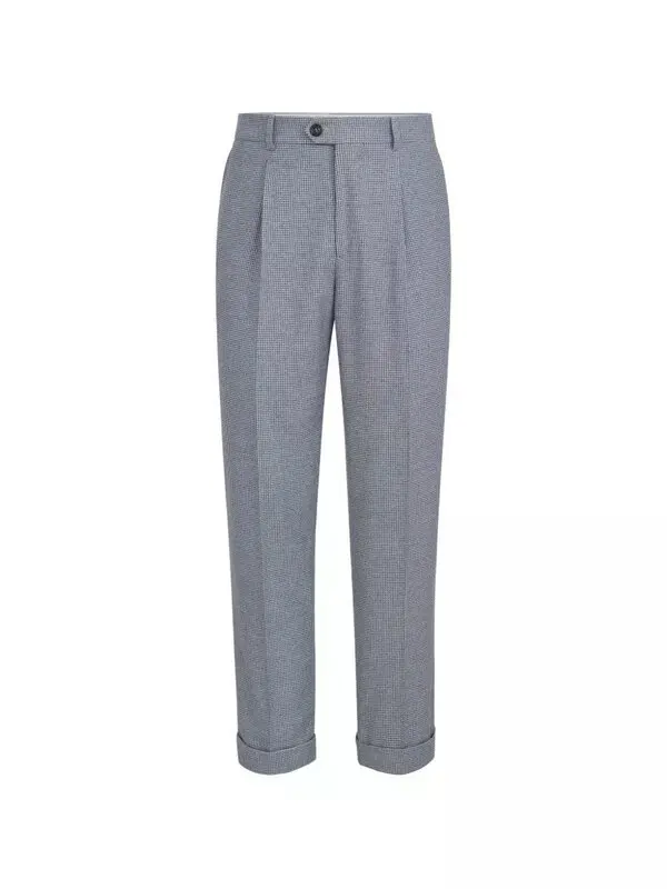 Brunello Cucinelli Cashmere And Silk Houndstooth Flannel Trousers With Pleats