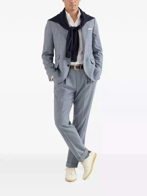 Brunello Cucinelli Cashmere And Silk Houndstooth Flannel Trousers With Pleats