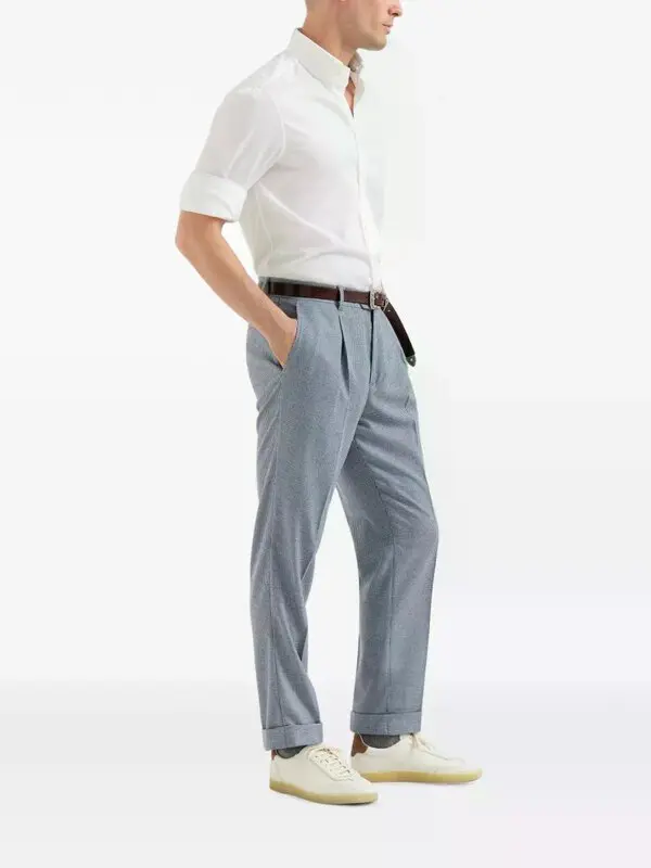 Brunello Cucinelli Cashmere And Silk Houndstooth Flannel Trousers With Pleats