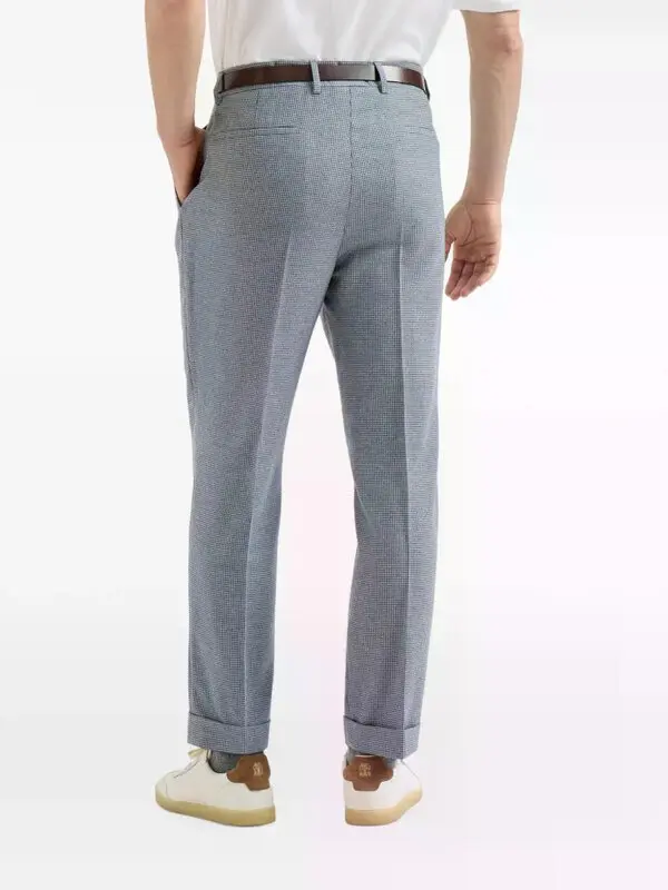 Brunello Cucinelli Cashmere And Silk Houndstooth Flannel Trousers With Pleats