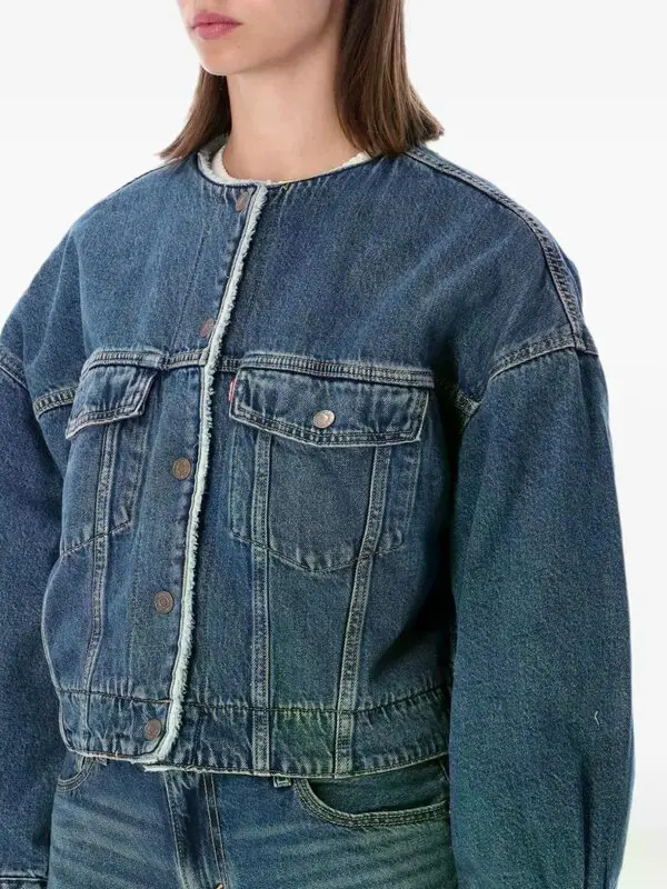 LEVI'S Faux-shearling-trim Cropped Denim Jacket