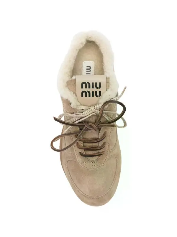 Miu Miu Shearling-trim Low-top Sneakers