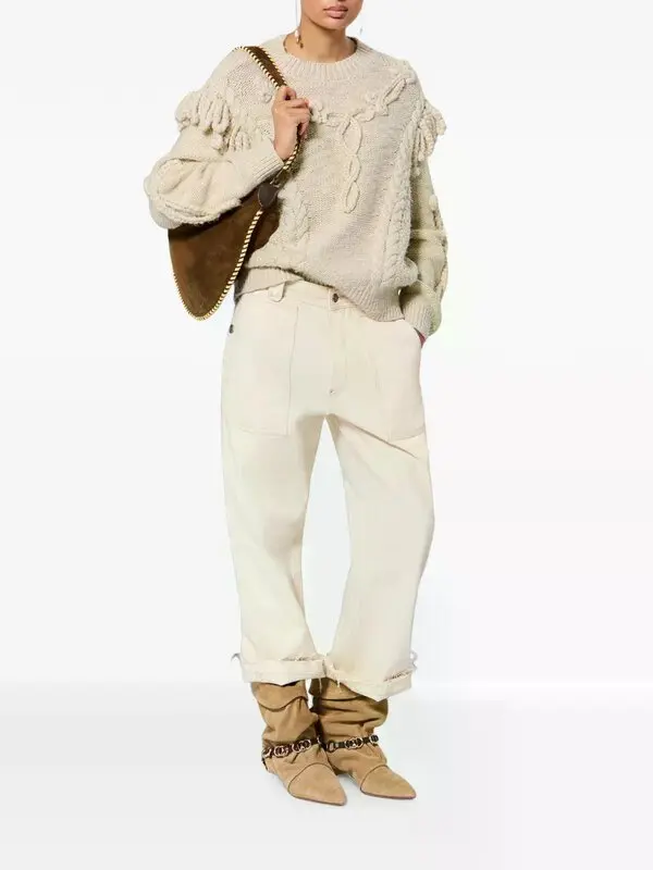 MARANT ETOILE Aran Knit Fringed Sweater