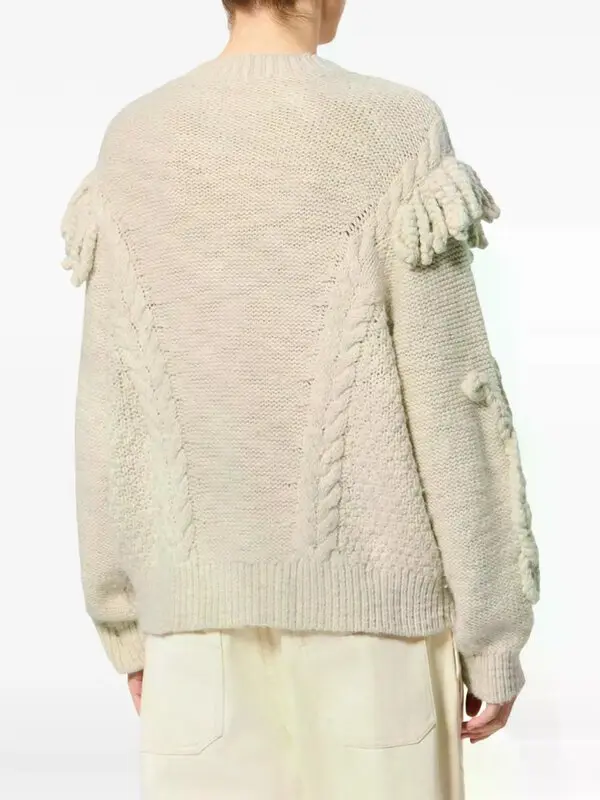 MARANT ETOILE Aran Knit Fringed Sweater