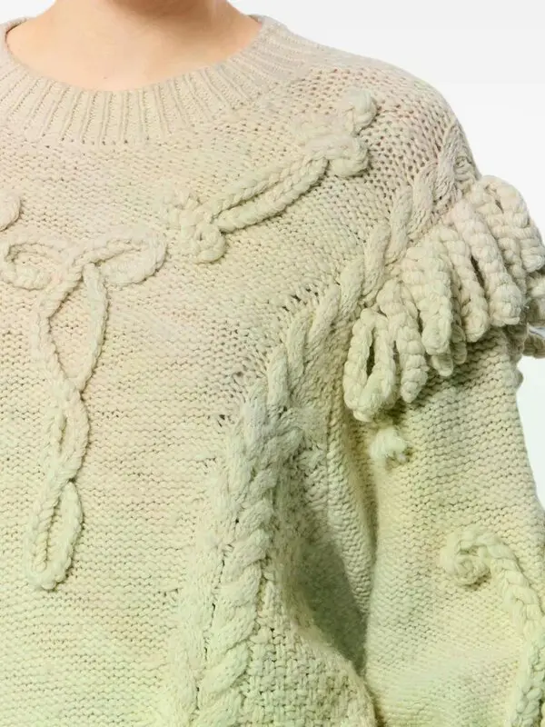MARANT ETOILE Aran Knit Fringed Sweater