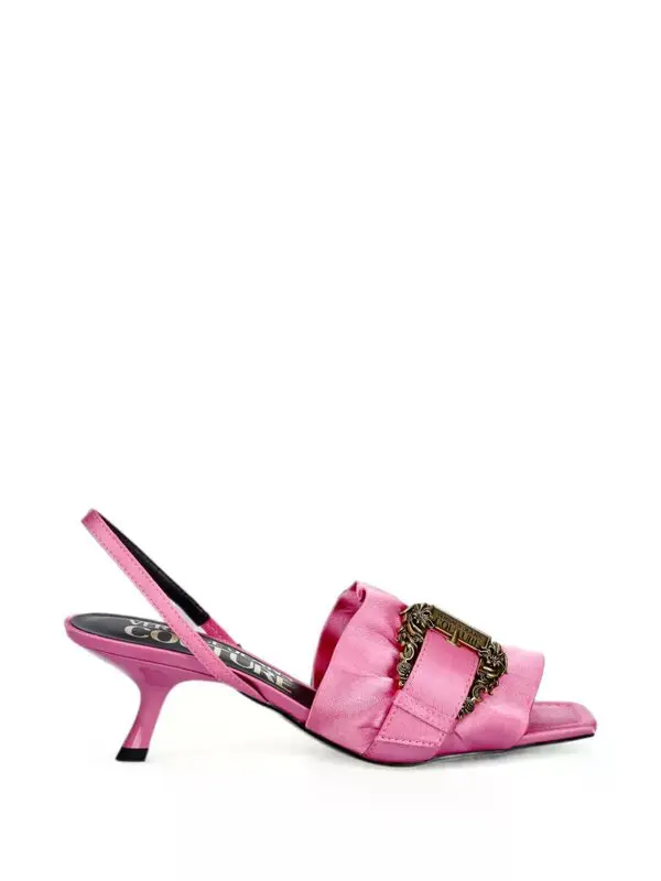 Versace Ruffled Buckle Detail Slingback Sandals - Pink