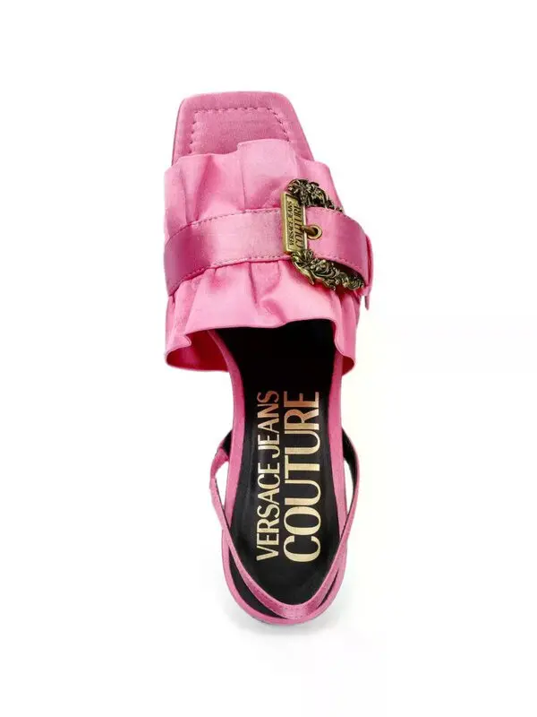 Versace Ruffled Buckle Detail Slingback Sandals - Pink