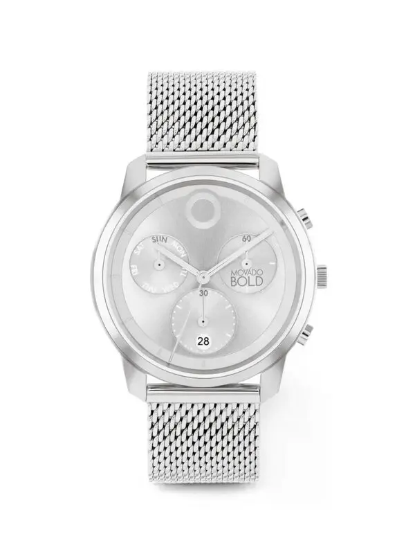 Movado Stainless Steel Chronograph Watch - Silver