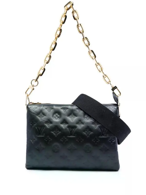 LOUIS VUITTON Monogram Embossed Puffy Lambskin Coussin Pm Satchel - Black