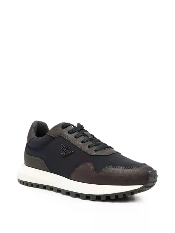 Emporio Armani Logo-plaque Panelled Sneakers - Blue