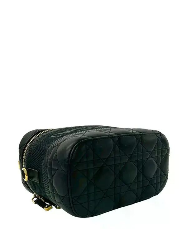 Dior 2000-2026 Small Lambskin Cannage Diortravel Vanity Case Satchel - Black