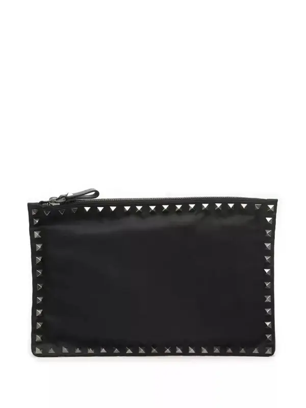 Valentino Garavani Nylon Rockstud Zip Pouch Clutch Bag