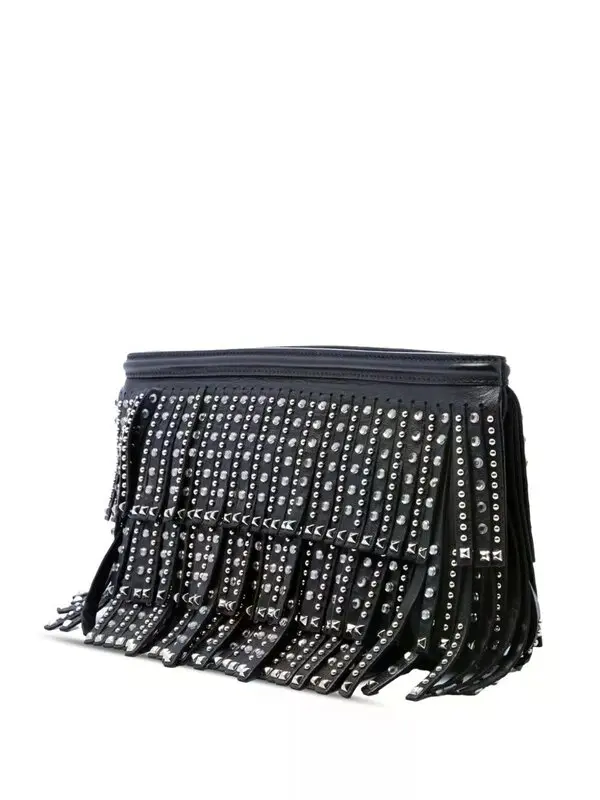 Prada Leather Crystal Embellished Fringe Clutch Bag