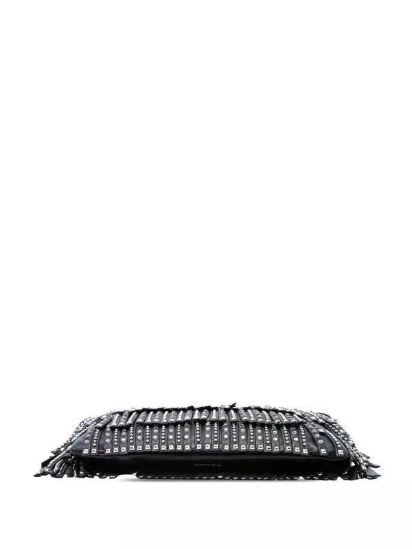 Prada Leather Crystal Embellished Fringe Clutch Bag