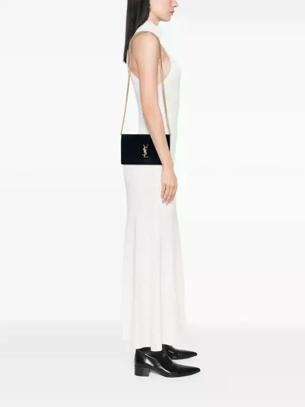 Saint Laurent 2016 Suede Monogram Kate Chain Wallet Crossbody Bag