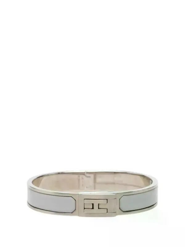 Hermès 2015-2026 Palladium Plated Enamel Jet Bracelet Costume Bracelet - Grey