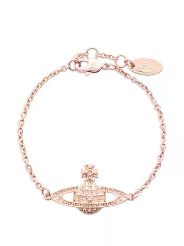 VIVIENNE WESTWOOD Mini Bas Relief Chain Bracelet With Rhinestone Embellishment - Pink