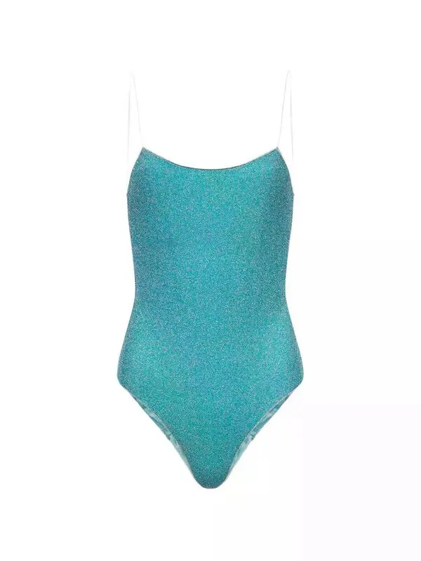 Oseree Lumiére Glitter-effect Scoop-back Swimsuit - Blue
