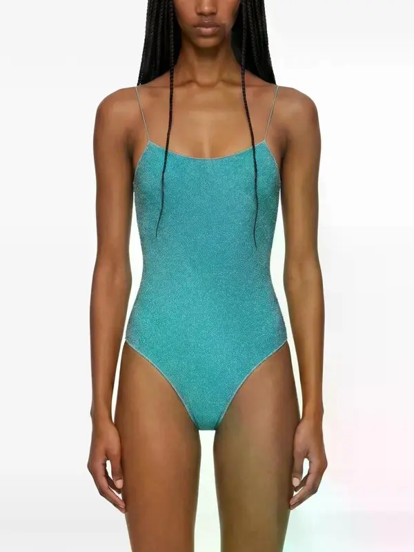 Oseree Lumiére Glitter-effect Scoop-back Swimsuit
