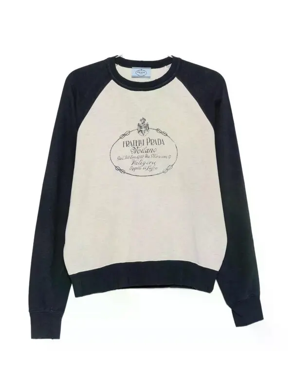Prada Logo-print Raglan-sleeve Sweatshirt - Neutrals