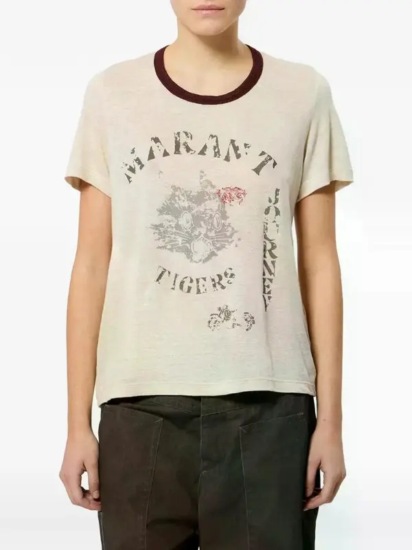 MARANT ETOILE Printed Linen T-shirt