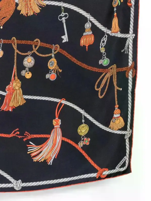 Versace Tassel-print Silk Scarf