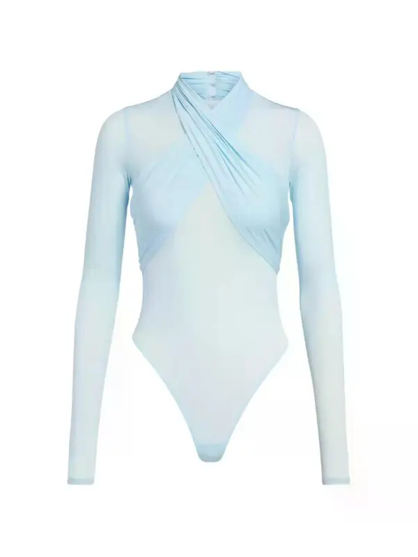 Wardrobe.NYC Crossover-strap Long-sleeve Bodysuit - Blue