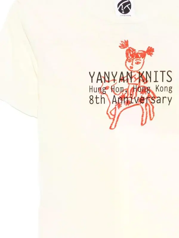 YANYAN Cream Graphic Print T-shirt