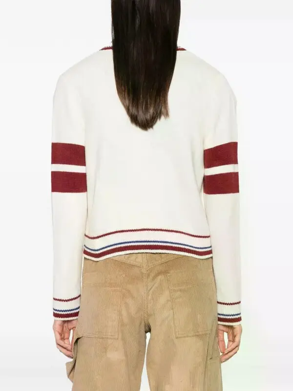 Off-White Striped-trim Cropped Cardigan