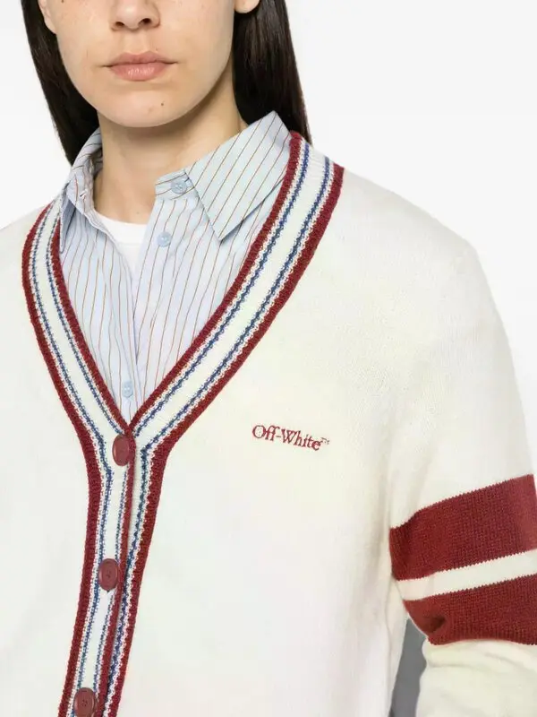 Off-White Striped-trim Cropped Cardigan