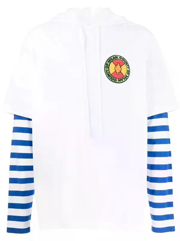 COUNTY OF MILAN Layered Logo Hoodie - White