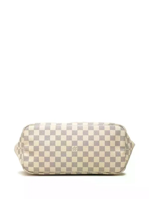 LOUIS VUITTON Damier Azur Neverfull Mm Tote Bag - White