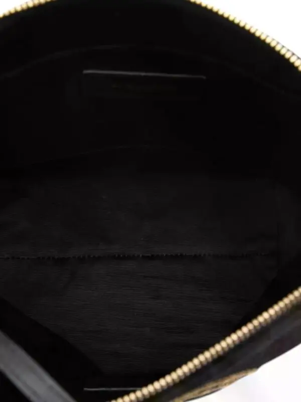 Saint Laurent 2022 Wool Embroidered Rive Gauche Pouch Clutch Bag