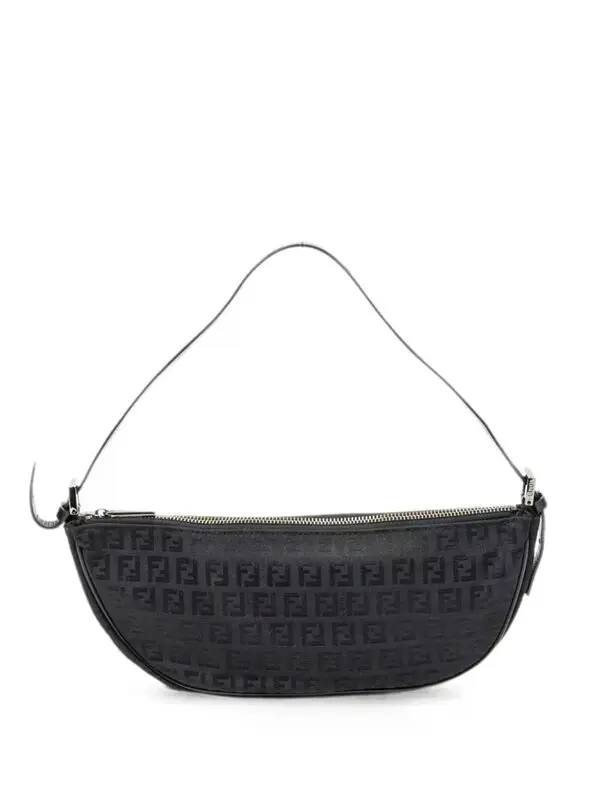 Fendi Zucca Boat Shoulder Bag - Black