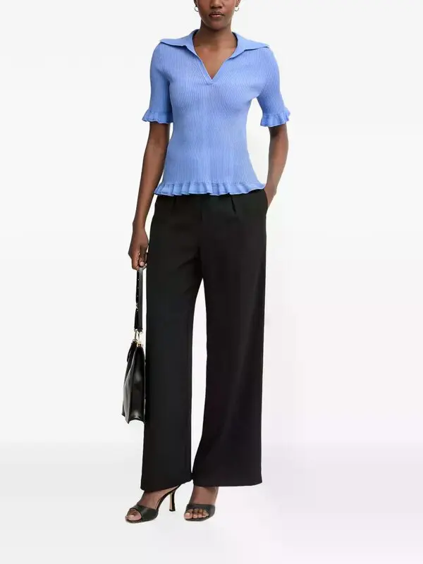 Luisa Spagnoli Censito Ruffle-trim Ribbed-knit Top