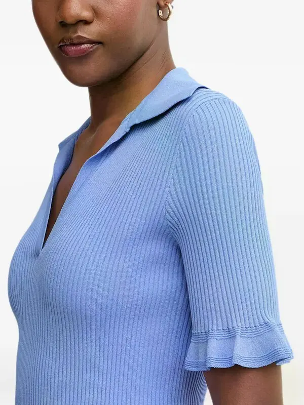 Luisa Spagnoli Censito Ruffle-trim Ribbed-knit Top