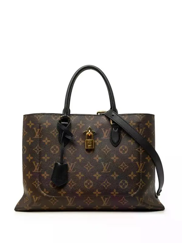 LOUIS VUITTON 2018 Monogram Flower Tote Satchel - Black
