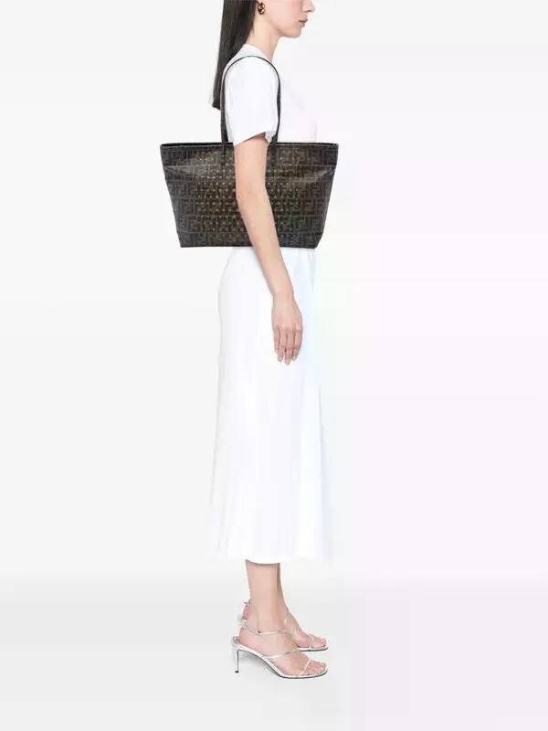 Fendi Medium Zucca Coated Canvas Laser Cut Star Tote Bag