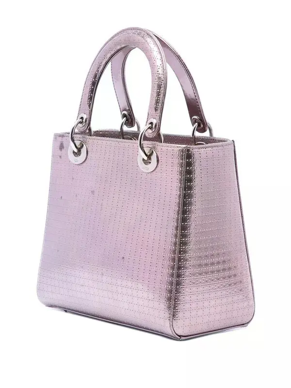 Dior 2016 Medium Metallic Patent Microcannage Lady Satchel - Purple