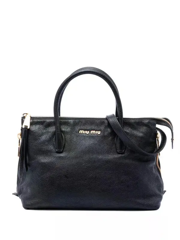Miu Miu 2010-2026 Goatskin Madras Zip Satchel