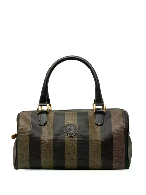 Fendi Pequin Coated Canvas Boston Bag