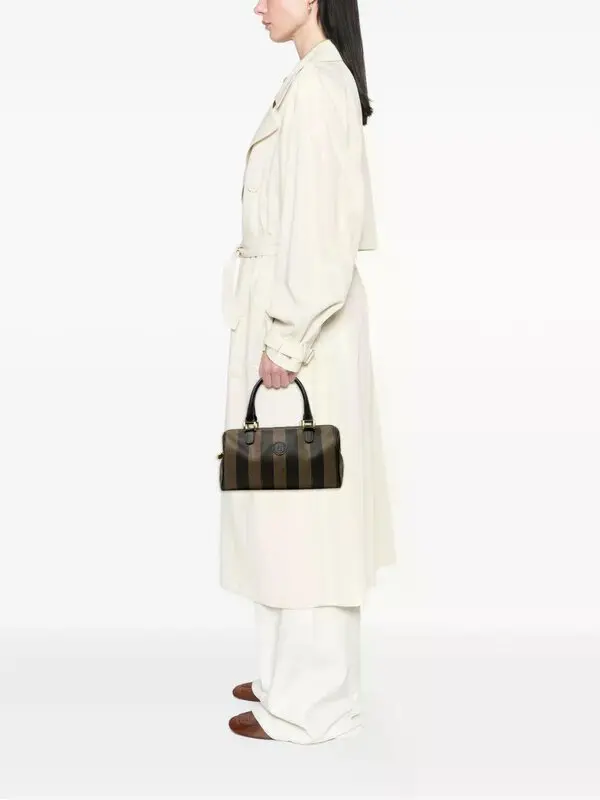 Fendi Pequin Coated Canvas Boston Bag