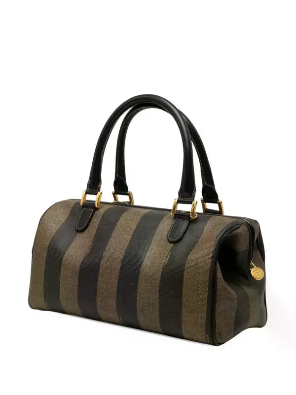 Fendi Pequin Coated Canvas Boston Bag