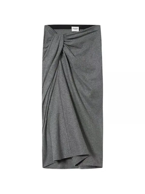 MARANT ETOILE Jeldia Draped Knot Midi Skirt - Grey