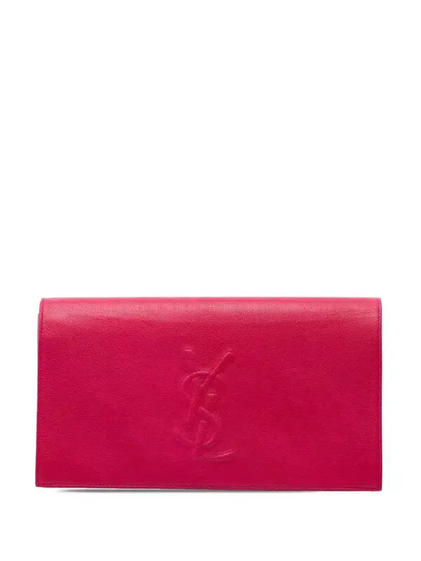 Saint Laurent Leather Monogram Clutch Bag - Pink